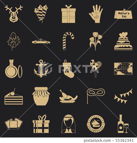 Festive icons set, simple style - Stock Illustration [55362341] - PIXTA