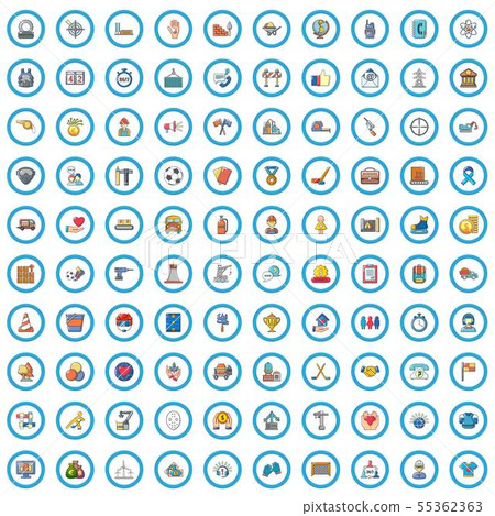 100 team work icons set, cartoon style - Stock Illustration [55362363 ...