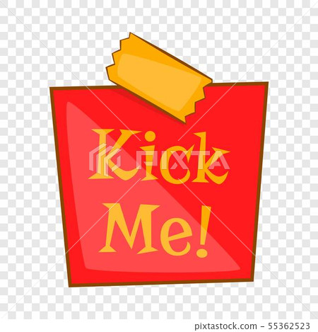Joke inscription kick me icon, cartoon style - Stock Illustration ...