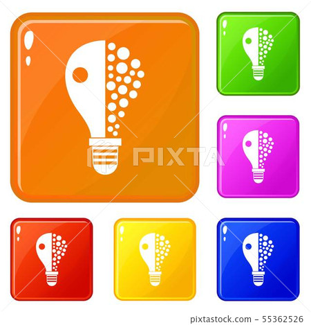 Light bulb icons set vector color - Stock Illustration [55362526] - PIXTA