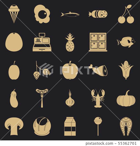 European food icons set, simple style - Stock Illustration [55362701 ...