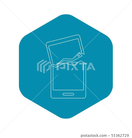 Broken phone icon, outline style - Stock Illustration [55362729] - PIXTA