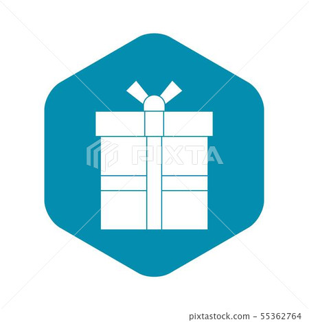 Gift box with ribbon icon, simple style - Stock Illustration [55362764 ...