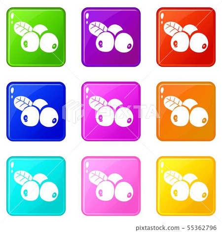 Lingonberry icons set 9 color collection - Stock Illustration [55362796 ...
