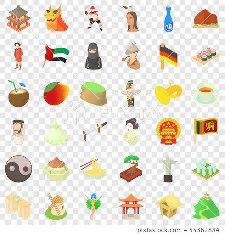 Chinese culture icons set, cartoon style - Stock Illustration [55362884 ...