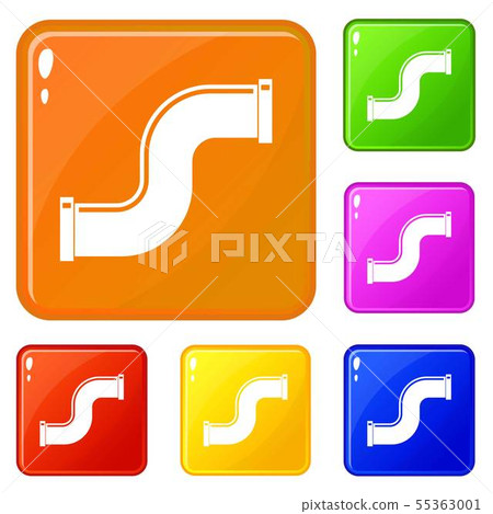 Joint pipe in form S letter icons set vector color - Stock Illustration ...