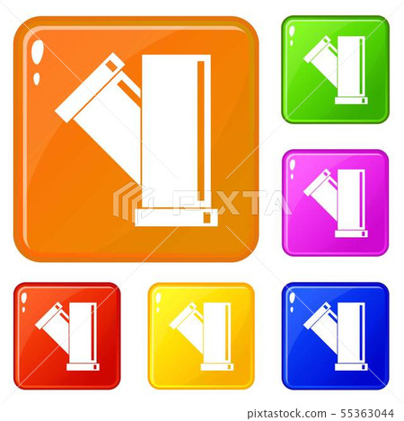 Tee fitting pipe icons set vector color - Stock Illustration [55363044 ...