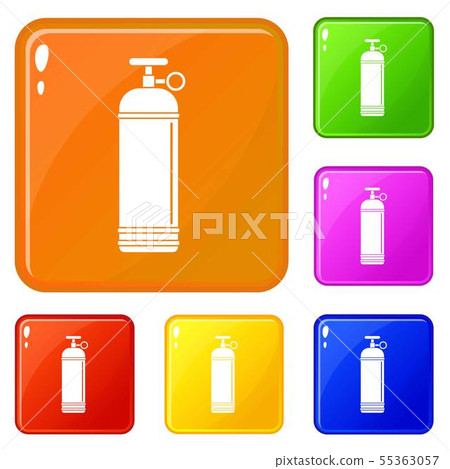 Compressed gas container icons set vector color - Stock Illustration ...
