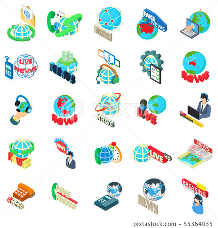 World news icons set, isometric style - Stock Illustration [55364035 ...