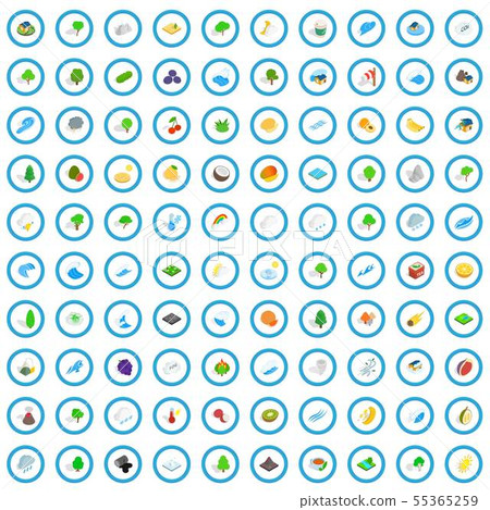 100 tree icons set, isometric 3d style - Stock Illustration [55365259 ...