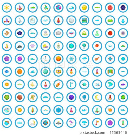 100 universe icons set, cartoon style - Stock Illustration [55365446 ...