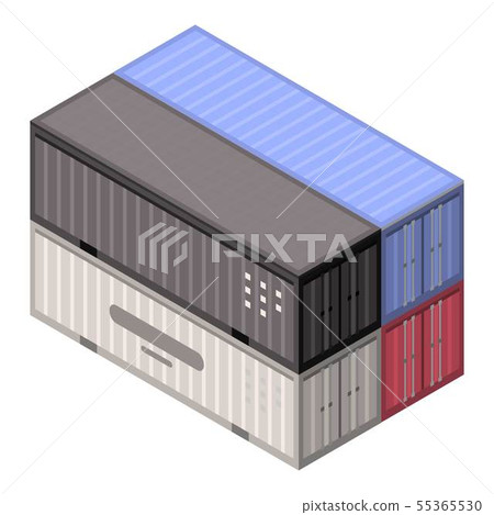 Stack port container icon, isometric style - Stock Illustration ...