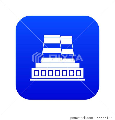 Manufacturing plant icon digital blue - Stock Illustration [55366188 ...