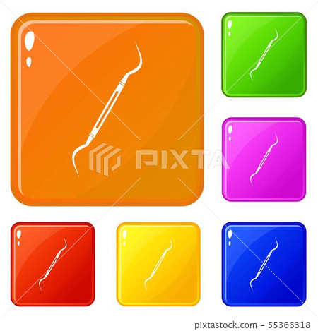 Dental instrument, probe icons set vector color - Stock Illustration ...