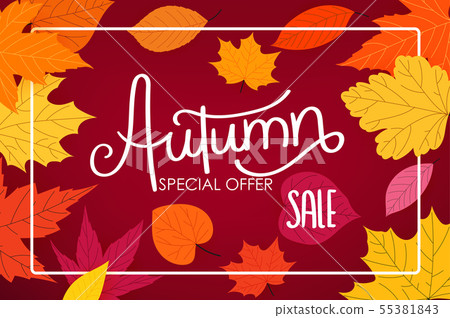 Autumn sale calligraphic logo with color fall - Stock Illustration ...