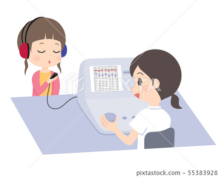 Pure tone audiometry test _ children _ otitis... - Stock Illustration ...
