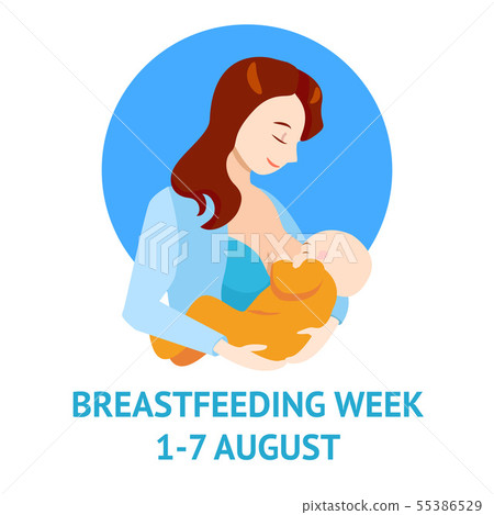 Cartoon Breastfeeding Concept Mother and... - Stock Illustration ...
