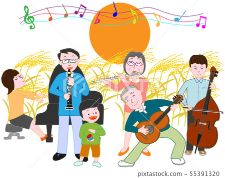 I have a concert with my family on a fall night. - Stock Illustration ...