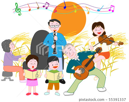 I have a concert with my family on a fall night. - Stock Illustration ...