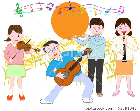 I have a concert with my family on a fall night. - Stock Illustration ...