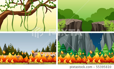 Set of scenes in nature setting - Stock Illustration [55395810] - PIXTA