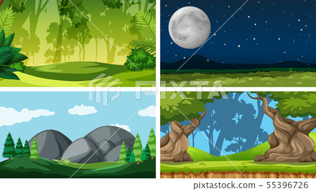 Set of scenes in nature setting - Stock Illustration [55396726] - PIXTA