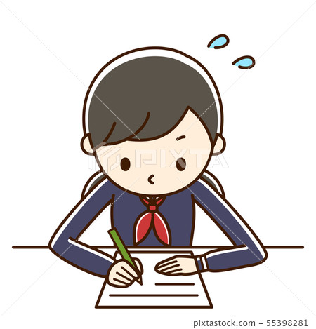 Studying girl student hard - Stock Illustration [55398281] - PIXTA