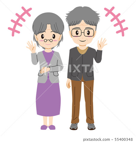 Couple old man greeting - Stock Illustration [55400348] - PIXTA
