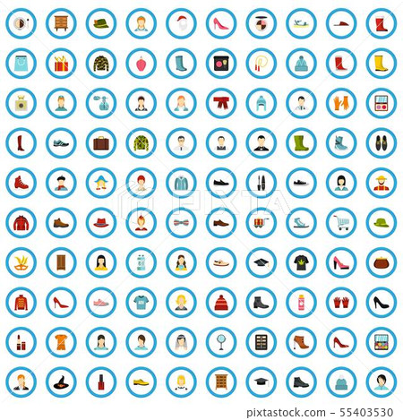 100 vogue icons set, flat style - Stock Illustration [55403530] - PIXTA