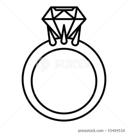 Gold ring with gemstone icon, outline style - Stock Illustration ...