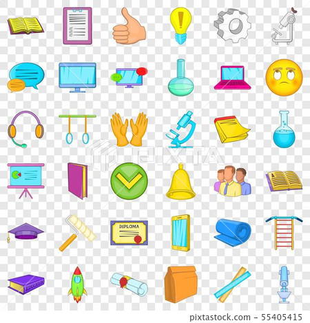 Computer learning icons set, cartoon style - Stock Illustration ...