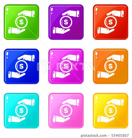 Insurance money icons set 9 color collection - Stock Illustration ...