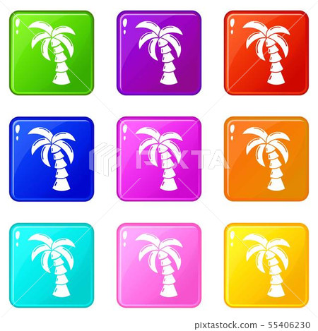 Palm icons set 9 color collection-插圖素材 [55406230] - PIXTA圖庫