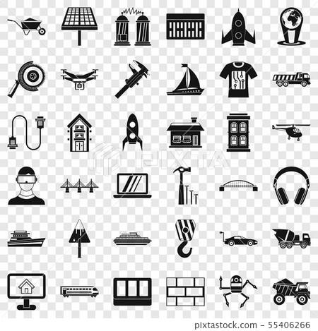 Engineering in industry icons set, simple style - Stock Illustration ...