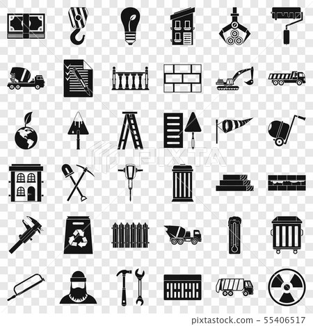 Building work icons set, simple style - Stock Illustration [55406517 ...