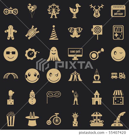 Entertainment icons set, simple style - Stock Illustration [55407420 ...