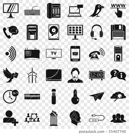 Internet communication icons set, simple style - Stock Illustration ...