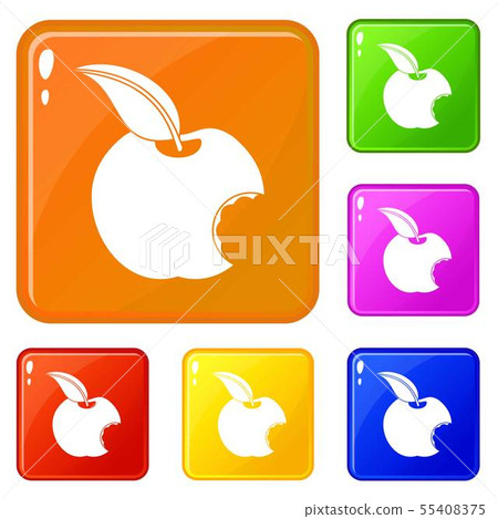 Bitten apple icons set vector color - Stock Illustration [55408375] - PIXTA