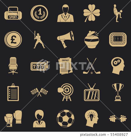 Fictitious match icons set, simple style - Stock Illustration [55408927 ...