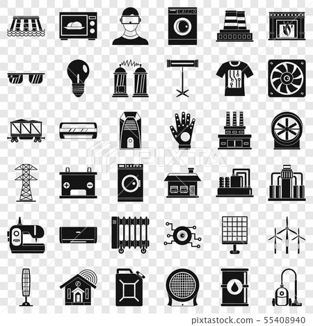 Saving electricity icons set, simple style - Stock Illustration ...