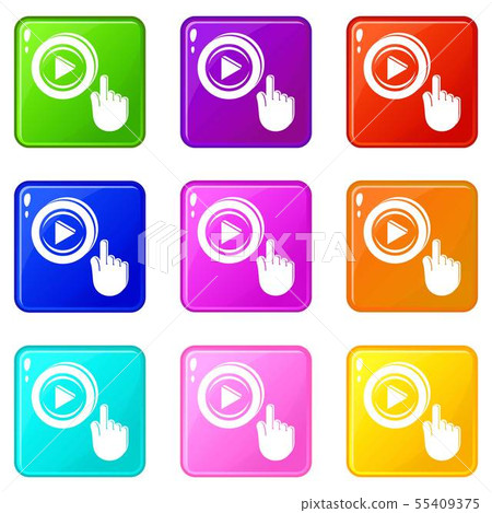 Play video icons set 9 color collection - Stock Illustration [55409375 ...