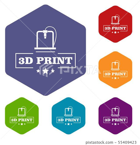Production 3d printing icons vector hexahedron - Stock Illustration ...
