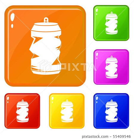 Crumpled aluminum cans icons set vector color-插圖素材 [55409546] - PIXTA圖庫