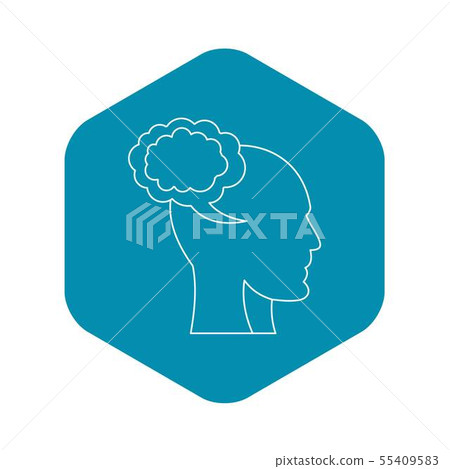 Cloud and human head icon, outline style - Stock Illustration [55409583 ...