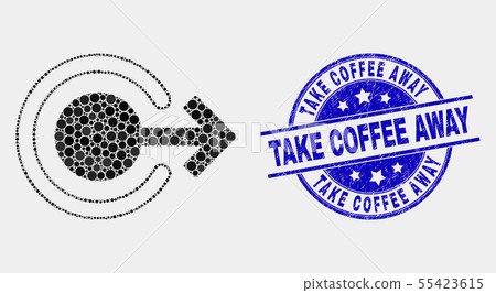 Vector Pixel Logout Icon and Grunge Take Coffee... - Stock Illustration ...