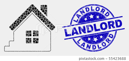 Vector Dotted Home Icon and Grunge Landlord Stamp - Stock Illustration ...