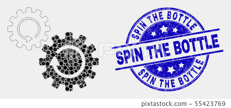 Vector Pixel Gears Rotation Icon and Scratched... - Stock Illustration ...