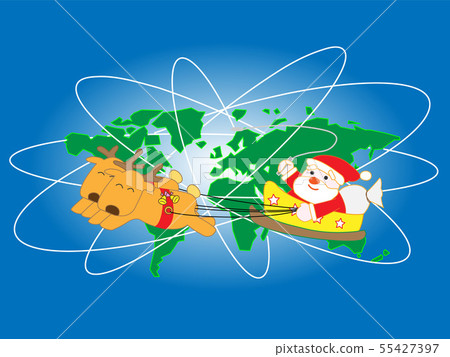 Santa Claus turns around the world busy on... - Stock Illustration ...