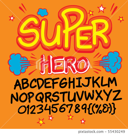 Comic alphabet set. Letters, numbers and figures - Stock Illustration ...