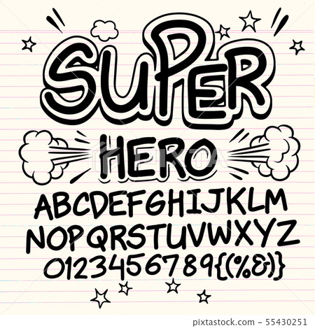 Comic alphabet set. Letters, numbers and figures - Stock Illustration ...